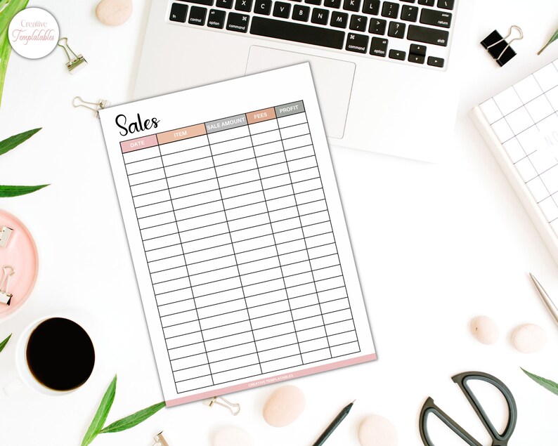 Sales Tracker | Printable Expense Tracker | Accounting Template ...