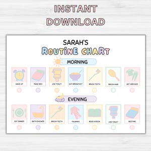 Kids Routine Chart Printable Daily Schedule for Kids Chore Chart ...