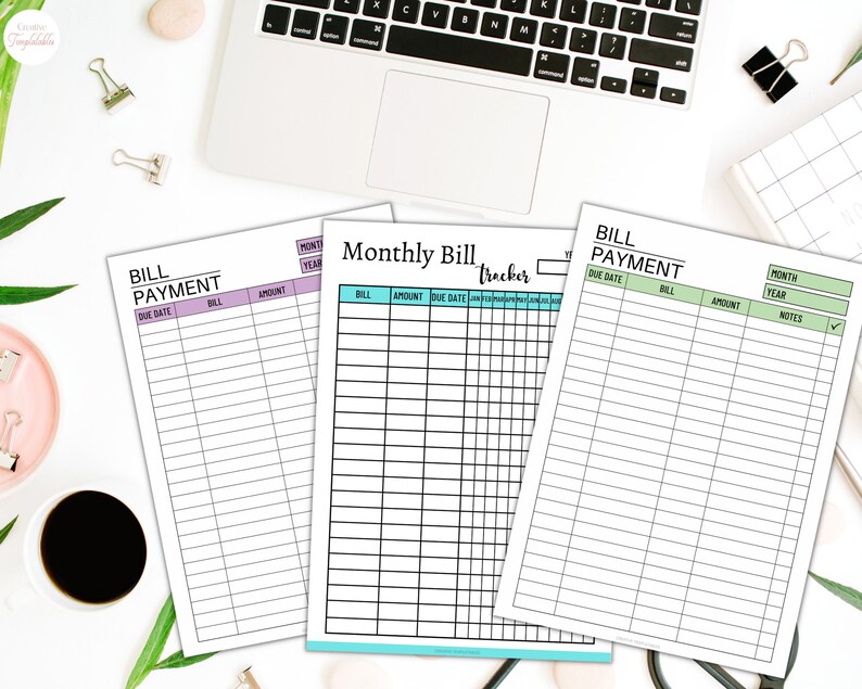 Monthly Bill Tracker Printable Yearly Bill Payment Checklist Bill ...