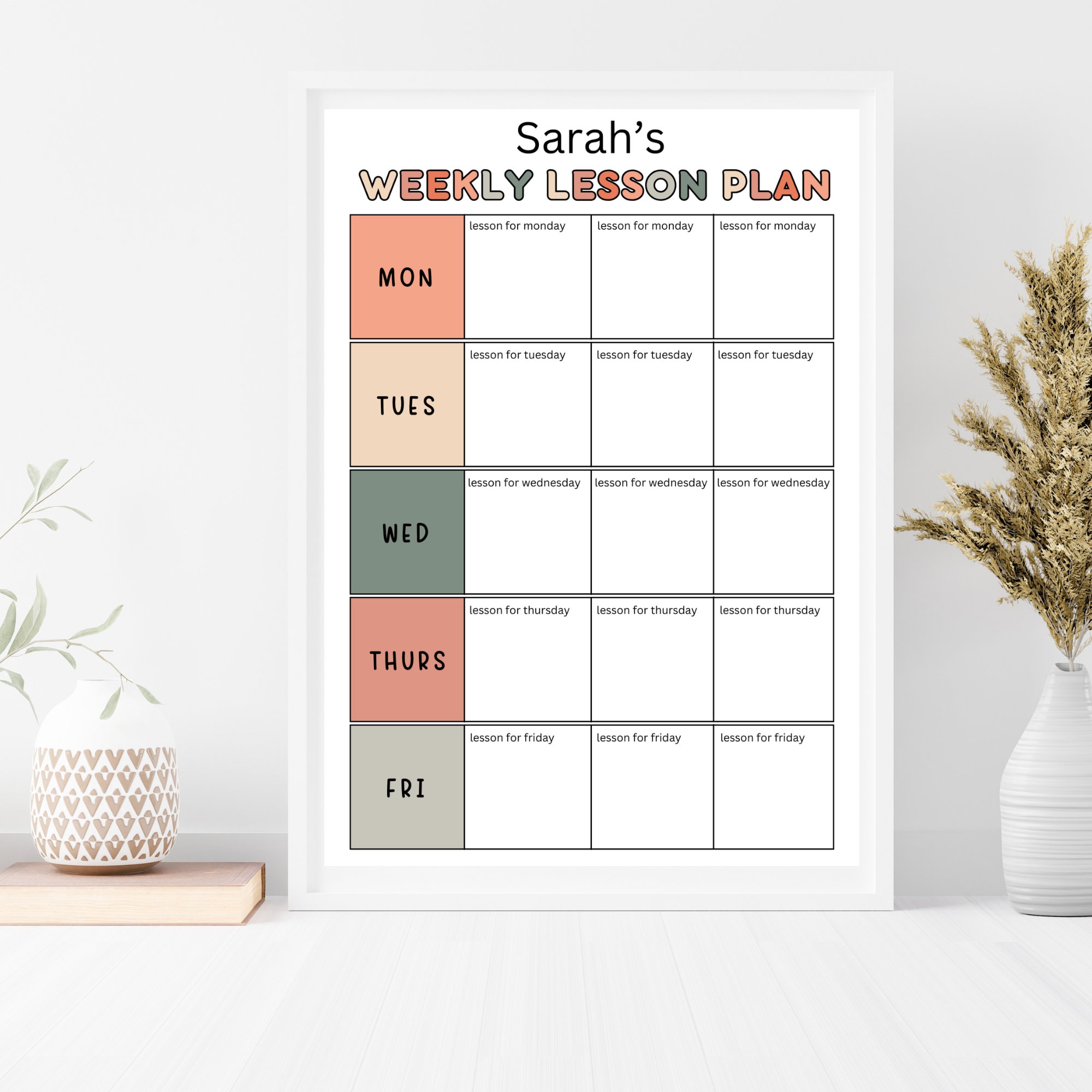 Weekly Lesson Plan Editable Lesson Planner Homeschool Teacher Planner ...