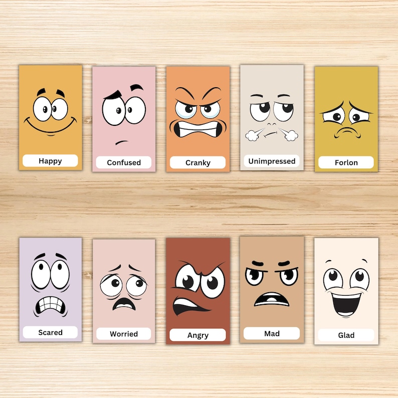 Kids Emotion Flashcards Printable Feeling Cards Calm Down Corner Zone ...