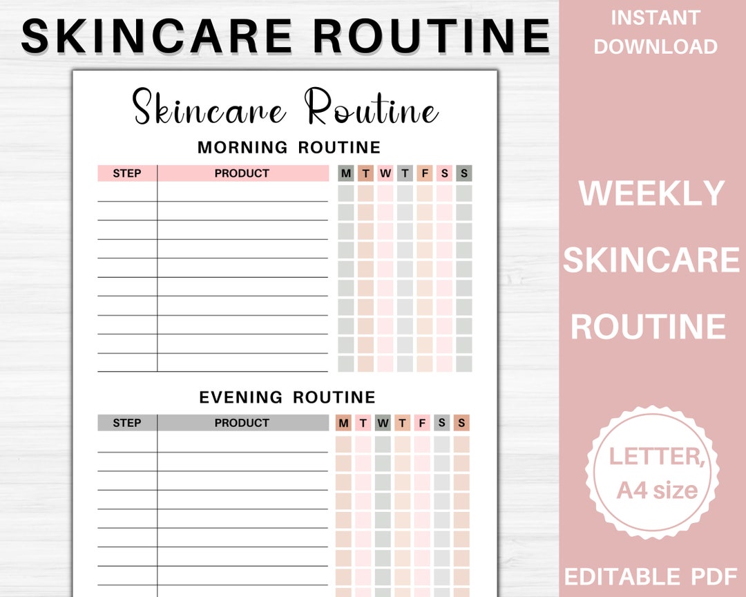 Skin Care Routine Planner Printable Beauty Planner Daily Self Care ...