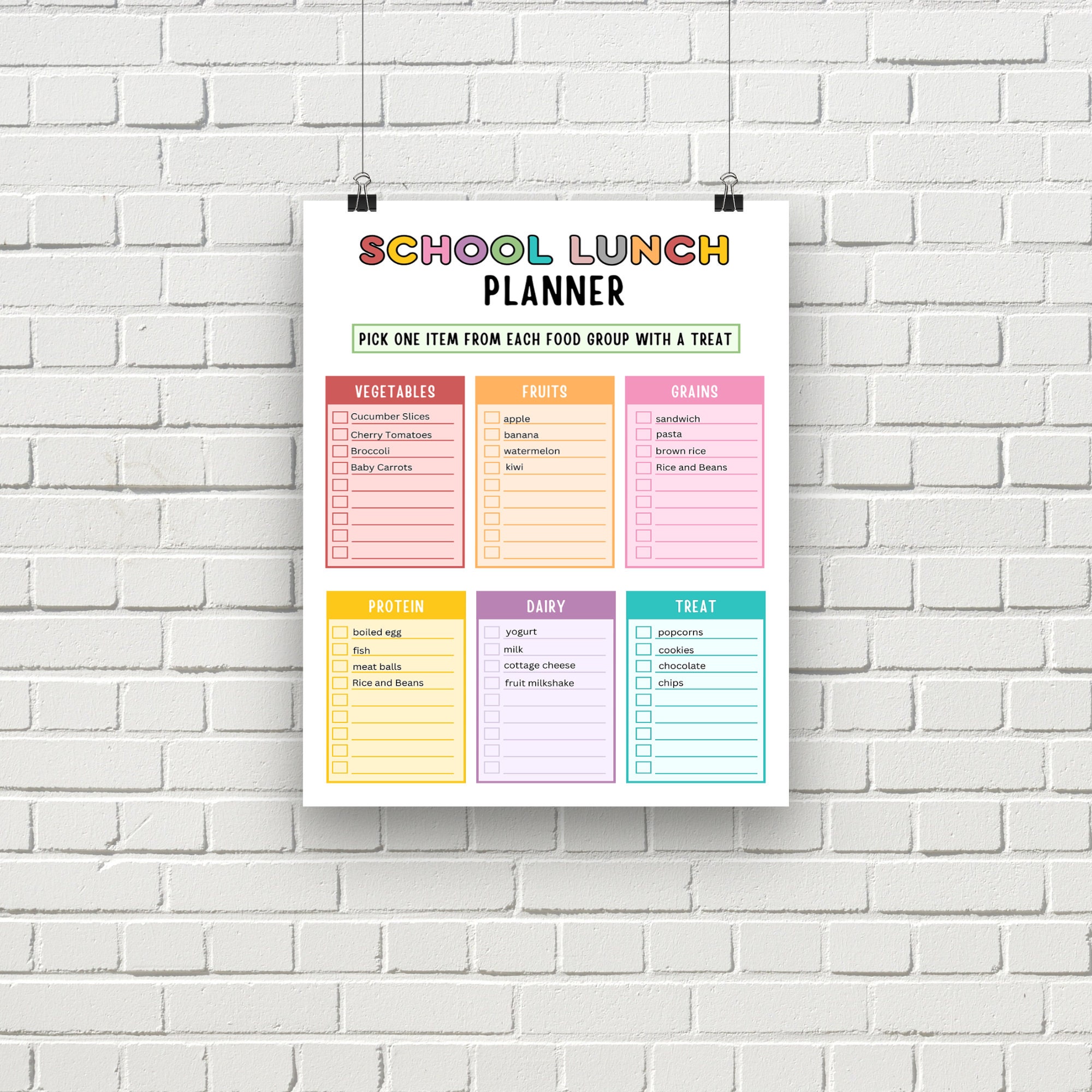 Kids School Lunchbox Checklist Editable | Healthy Lunchbox | Kids ...