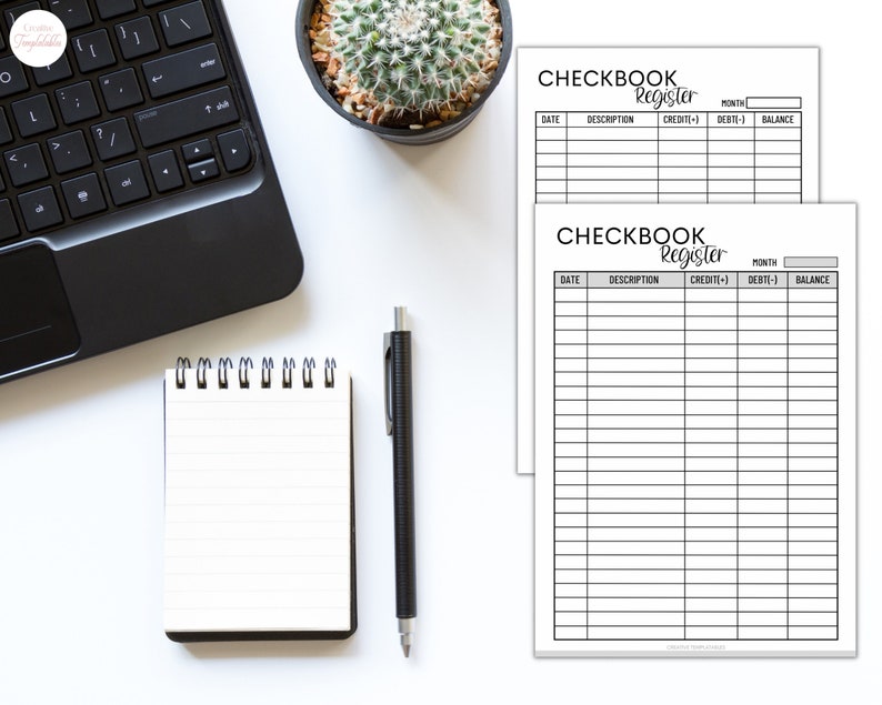 Checkbook Register Printable Check Transaction Tracker Checkbook Log ...
