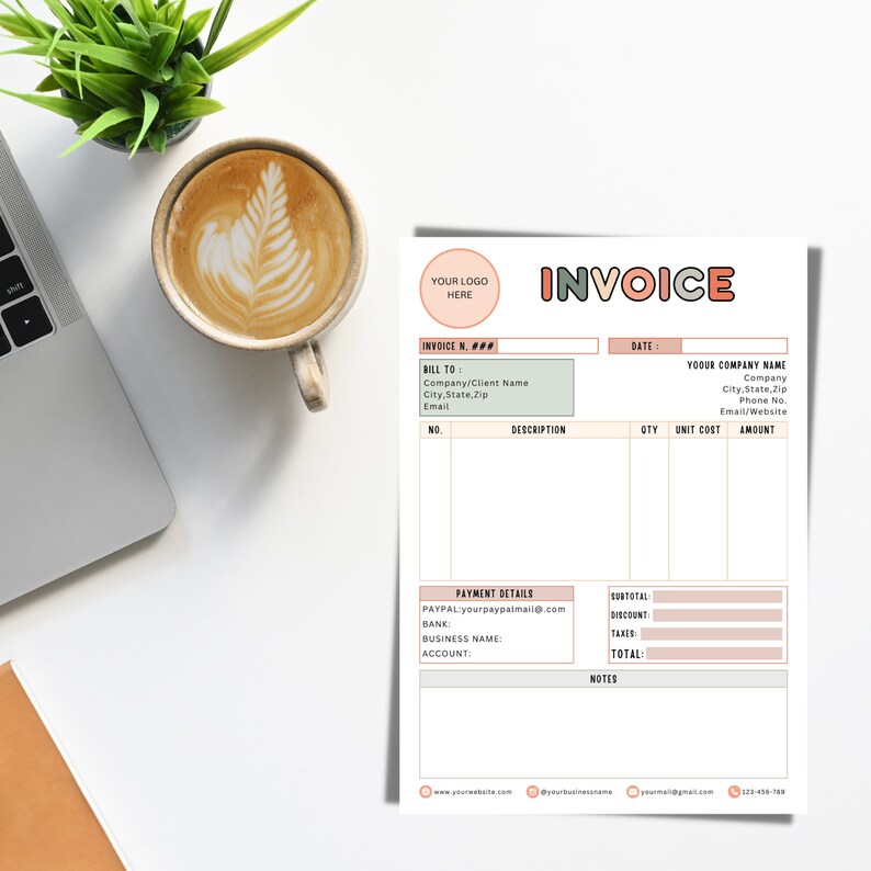 Invoice Template Editable Business Invoice Log Billing Template Receipt ...