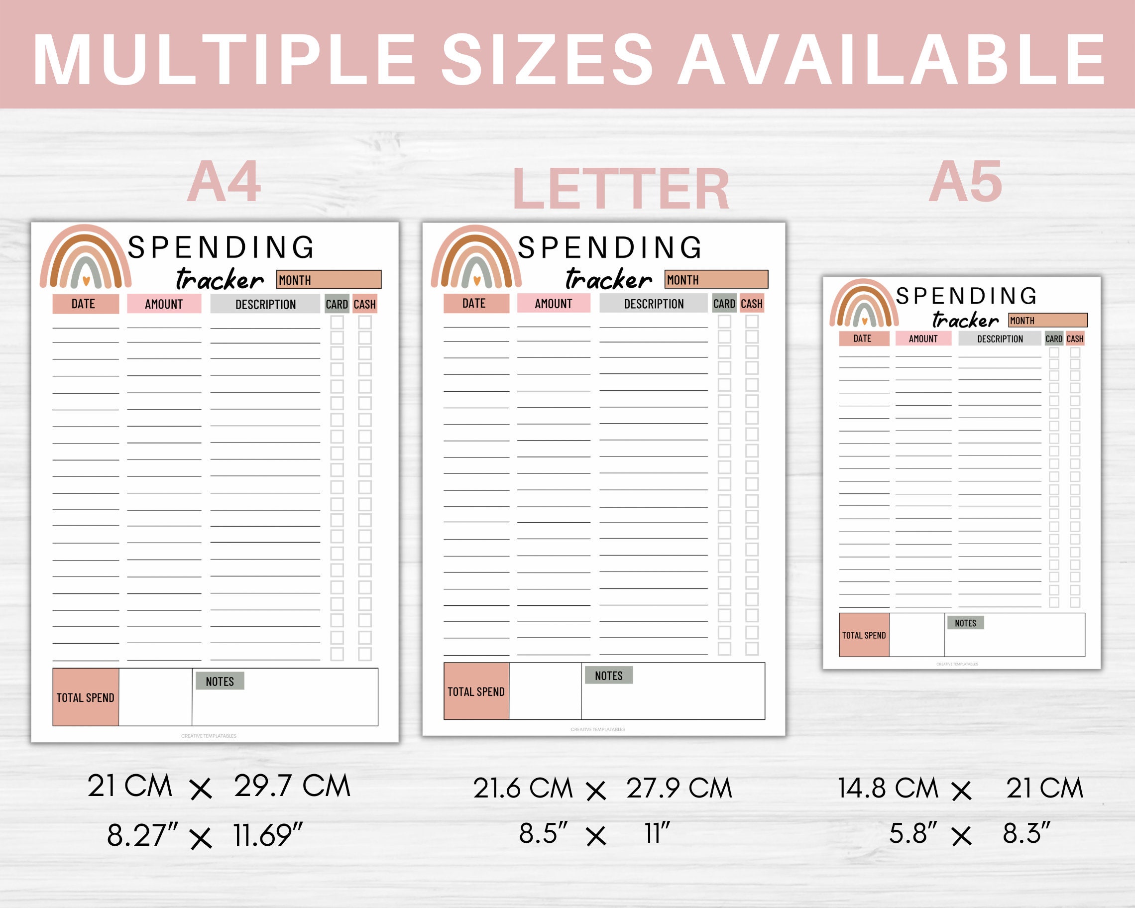Spending Tracker Printable Expense Tracker Budget Tracker Financial ...