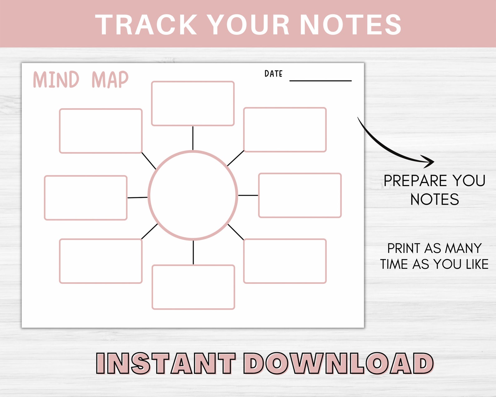 Mind Map Planner | Printable Mind Map Template | Study Guide | Idea Map ...