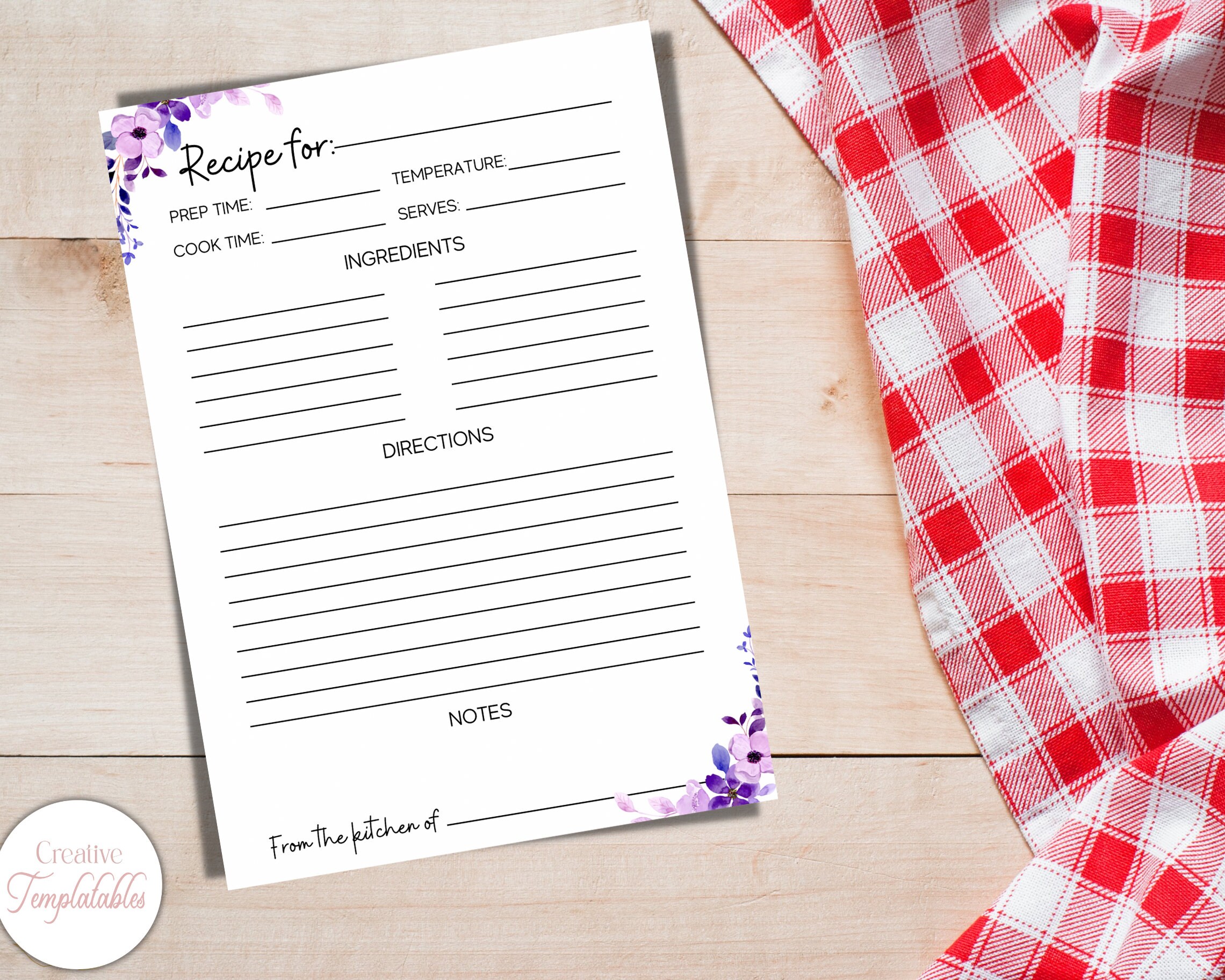 Recipe Template Editable Recipe Planner Recipe Organizer Meal Prep ...