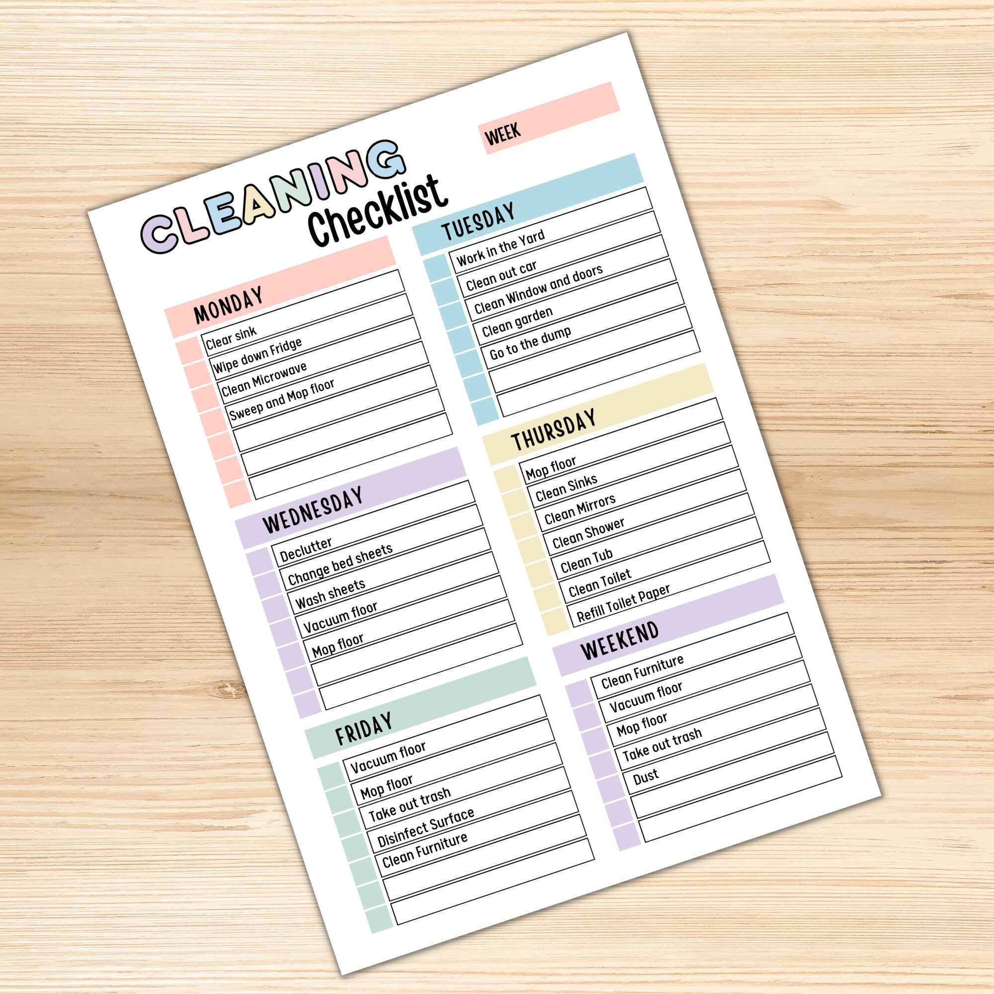Cleaning Planner Kids Chore Chart Editable Cleaning - Etsy