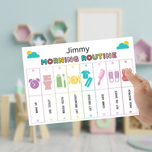 Kids Flip Routine Chart Editable Schedule for Kids Chore Chart Morning ...