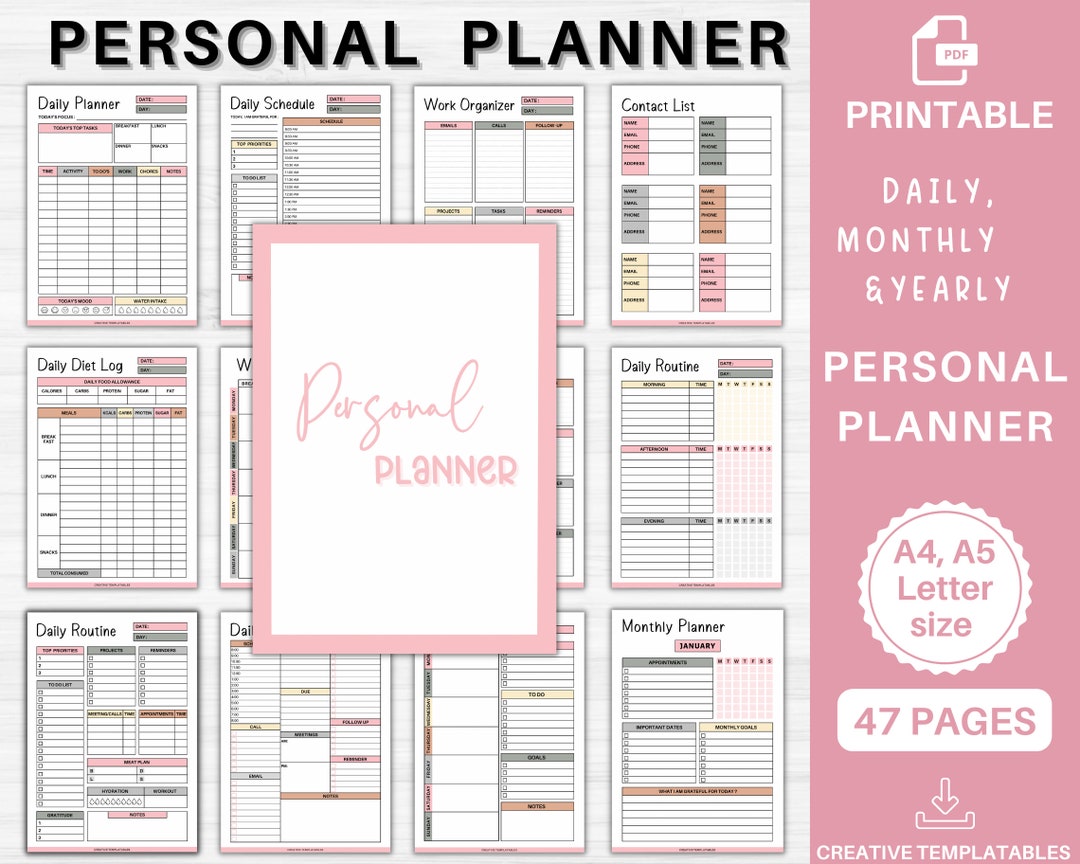 Personal Planner Printable Life Planner Daily Planner To-do List ...