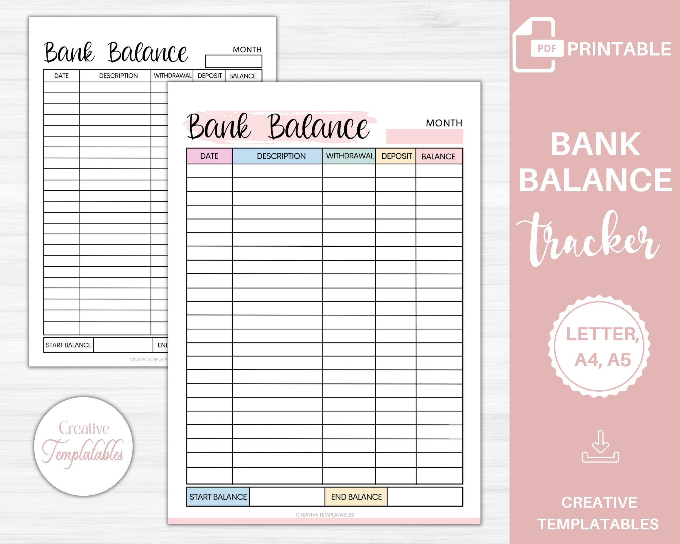 Bank Balance Tracker Finance Tracker Finance Log Saving Tracker Banking ...