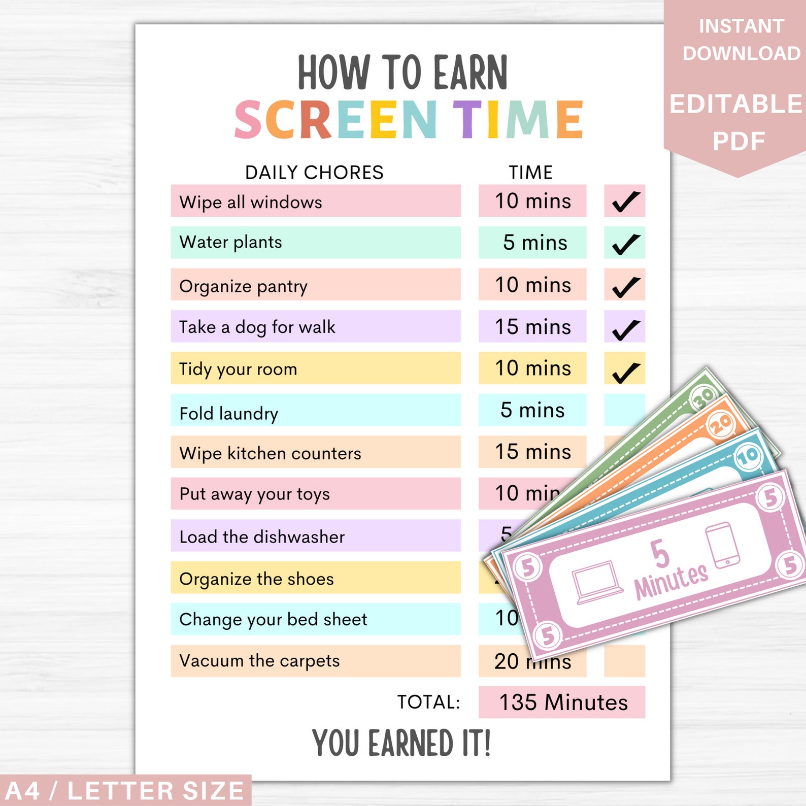 How to Earn Screen Time With Screen Bucks | Editable Allowance Chore ...