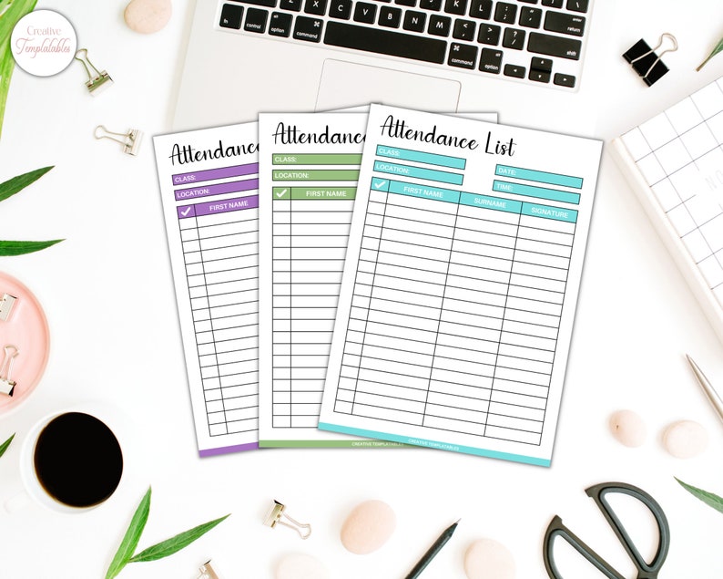 Attendance List | Printable Attendence Tracker | Attendance Management ...
