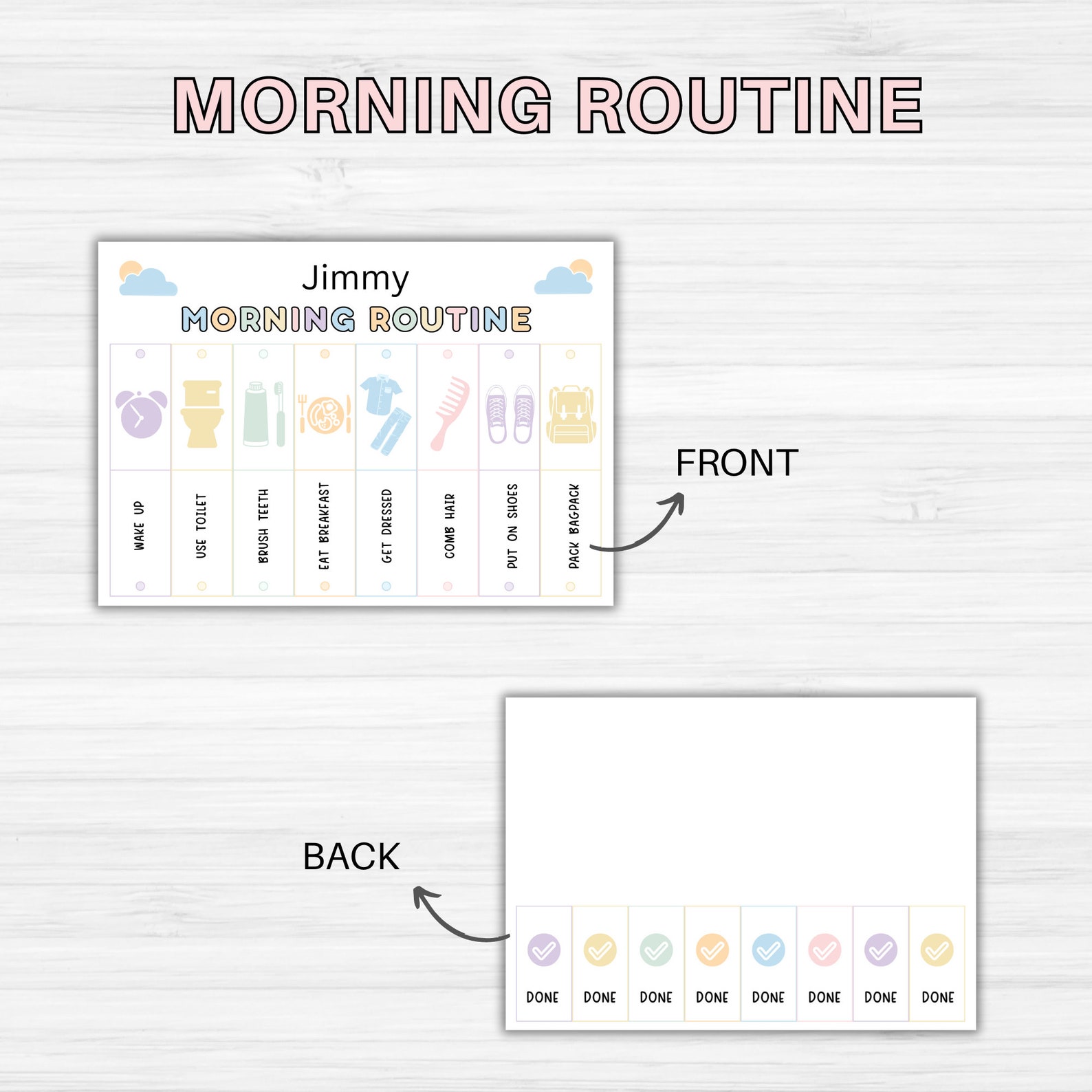 Kids Flip Routine Chart Editable Schedule for Kids Chore Chart Morning ...