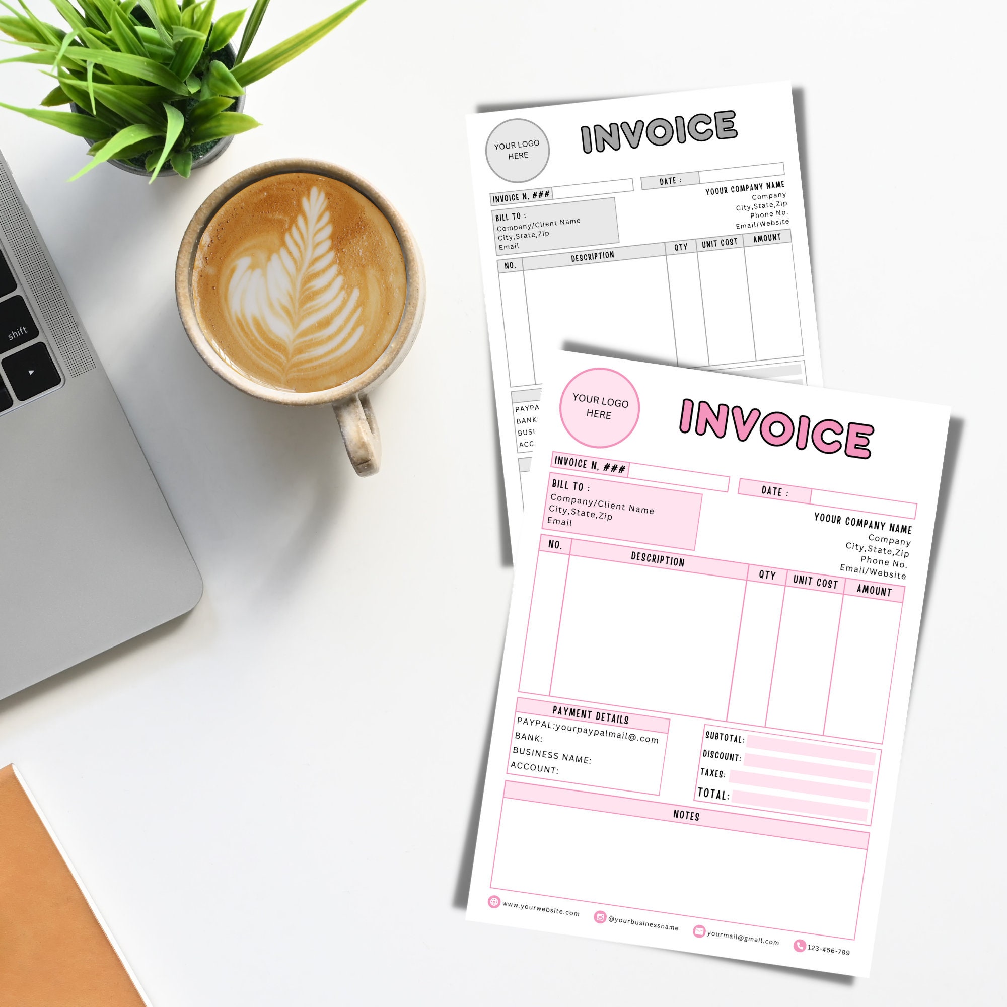 Invoice Template Editable Business Invoice Log Billing Template Receipt ...