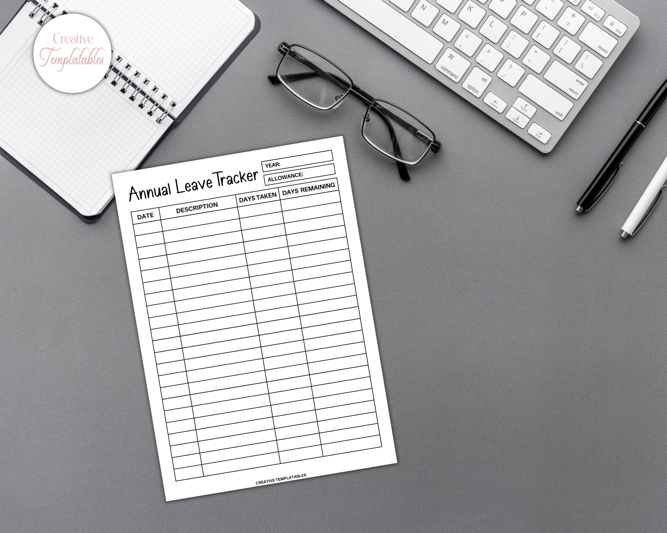 Annual Leave Tracker Printable Holiday Tracker Work Leave Log Annual ...