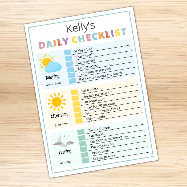 Kids Chore Chart Editable Daily Routine Responsibility Chart Kids Daily ...