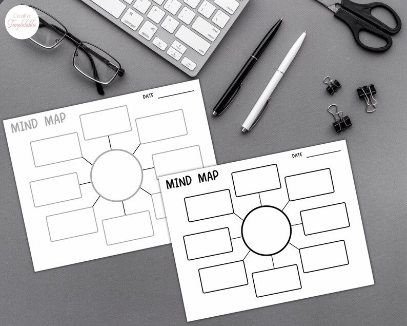 Mind Map Planner | Printable Mind Map Template | Study Guide | Idea Map | Visual Action Plan ...