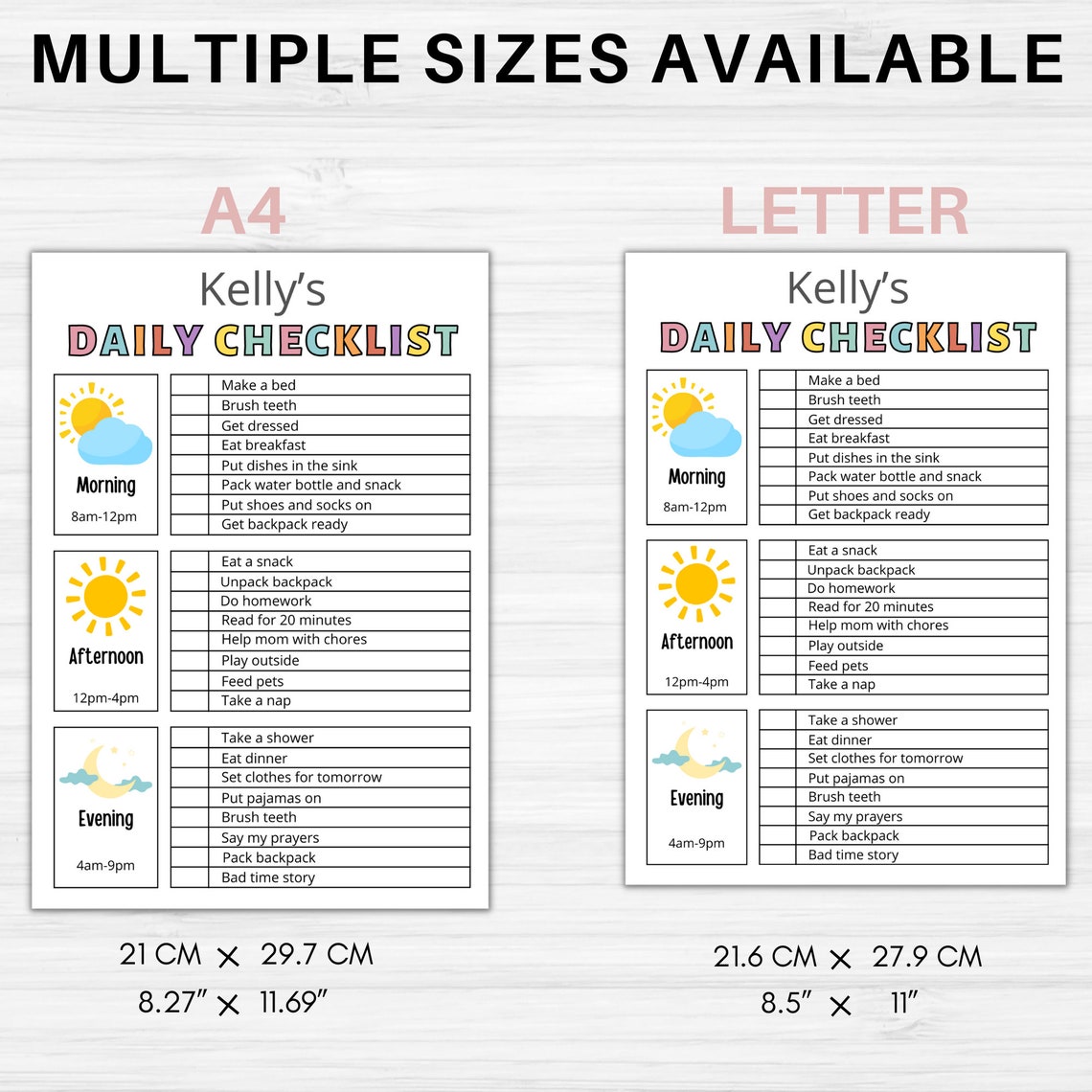 Kids Chore Chart Editable Daily Routine Responsibility Chart Kids Daily ...