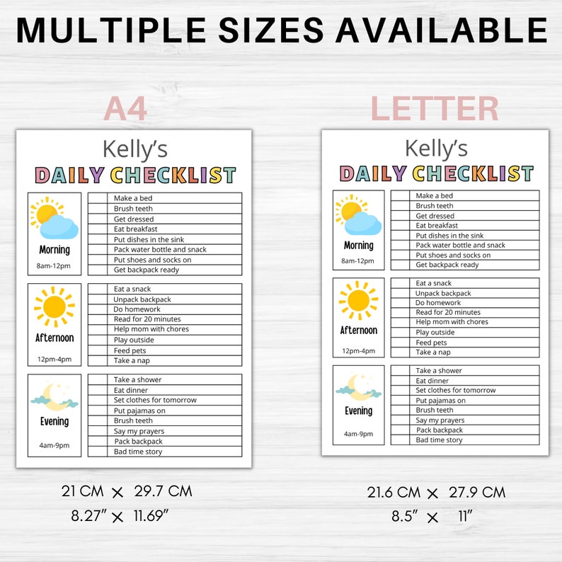 Kids Chore Chart Editable | Daily Routine Responsibility Chart | Kids ...