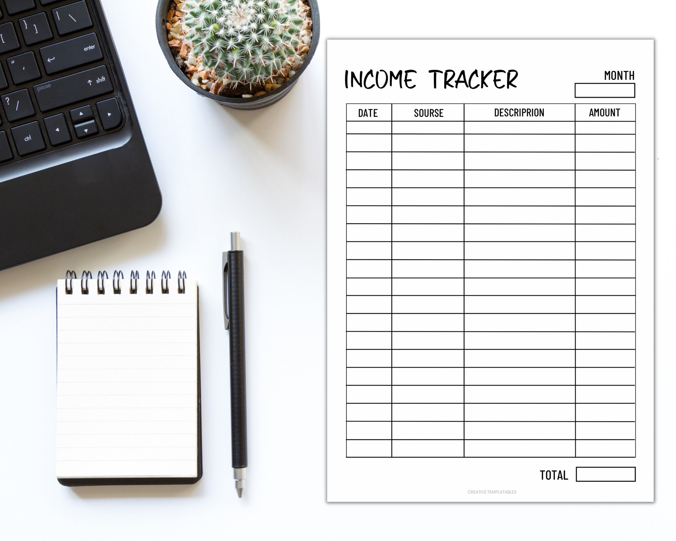 Income & Expense Tracker Printable Spending Tracker Expense Log ...