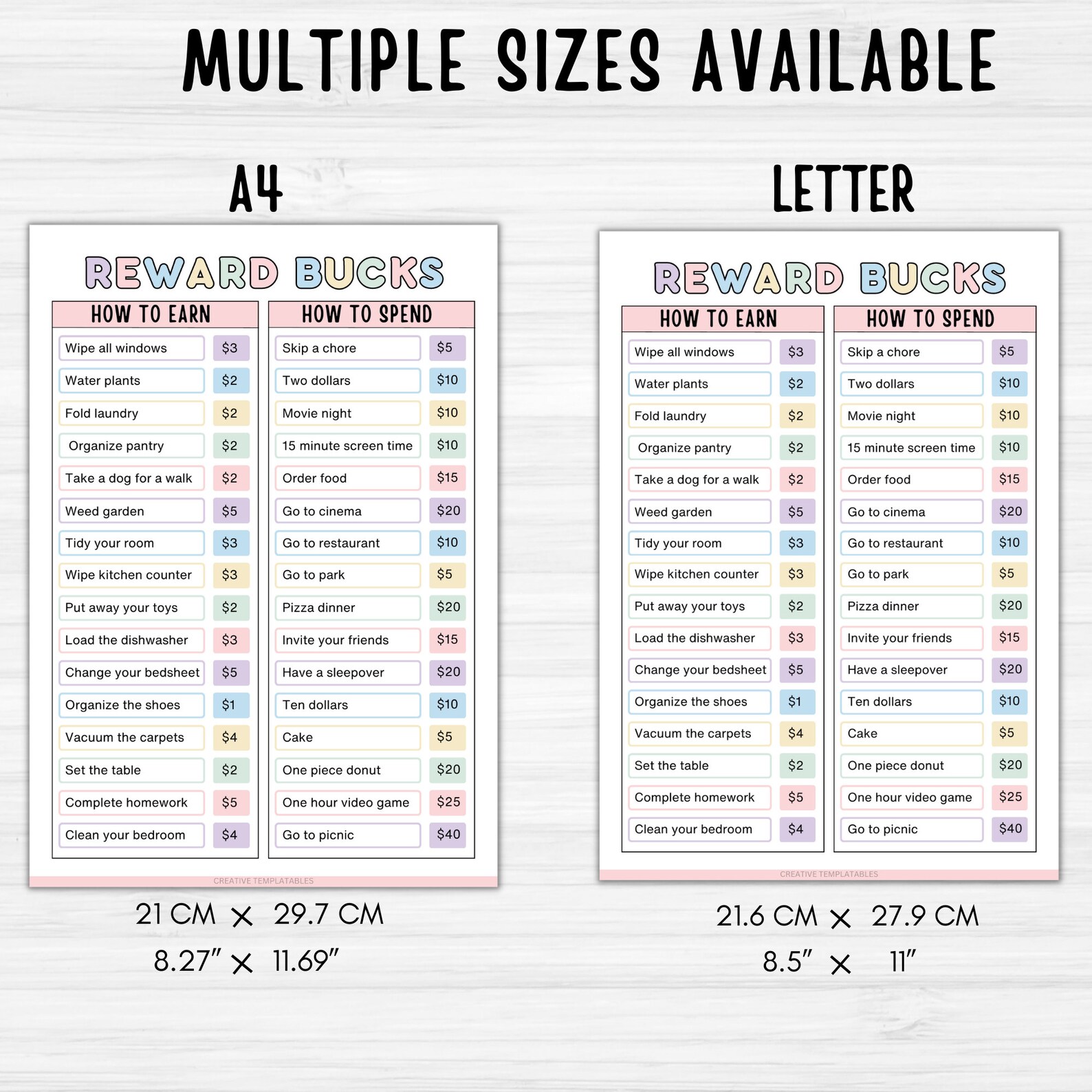 Kids Reward Bucks Editable | How to Earn Money Chore Chart | Editable ...