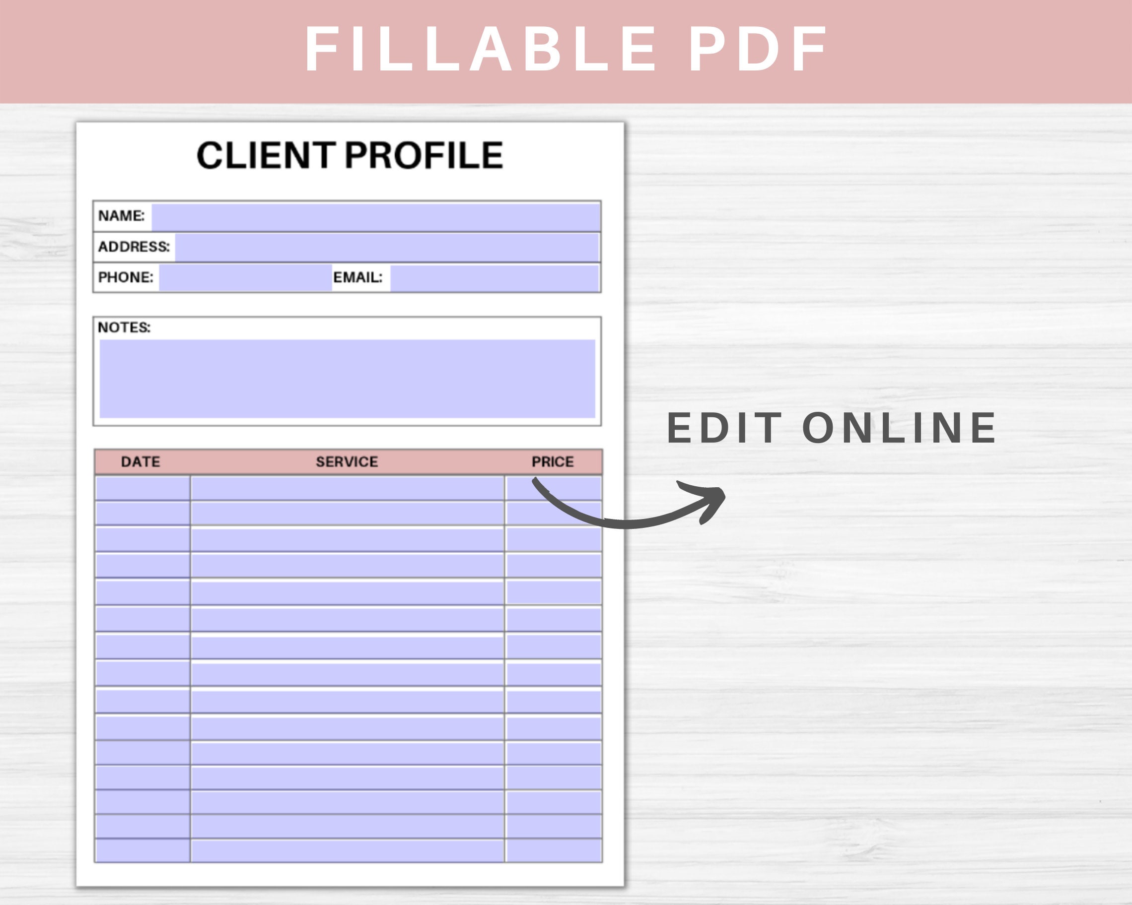 Client Profile Template | Editable Customer Profile Tracker | Client ...
