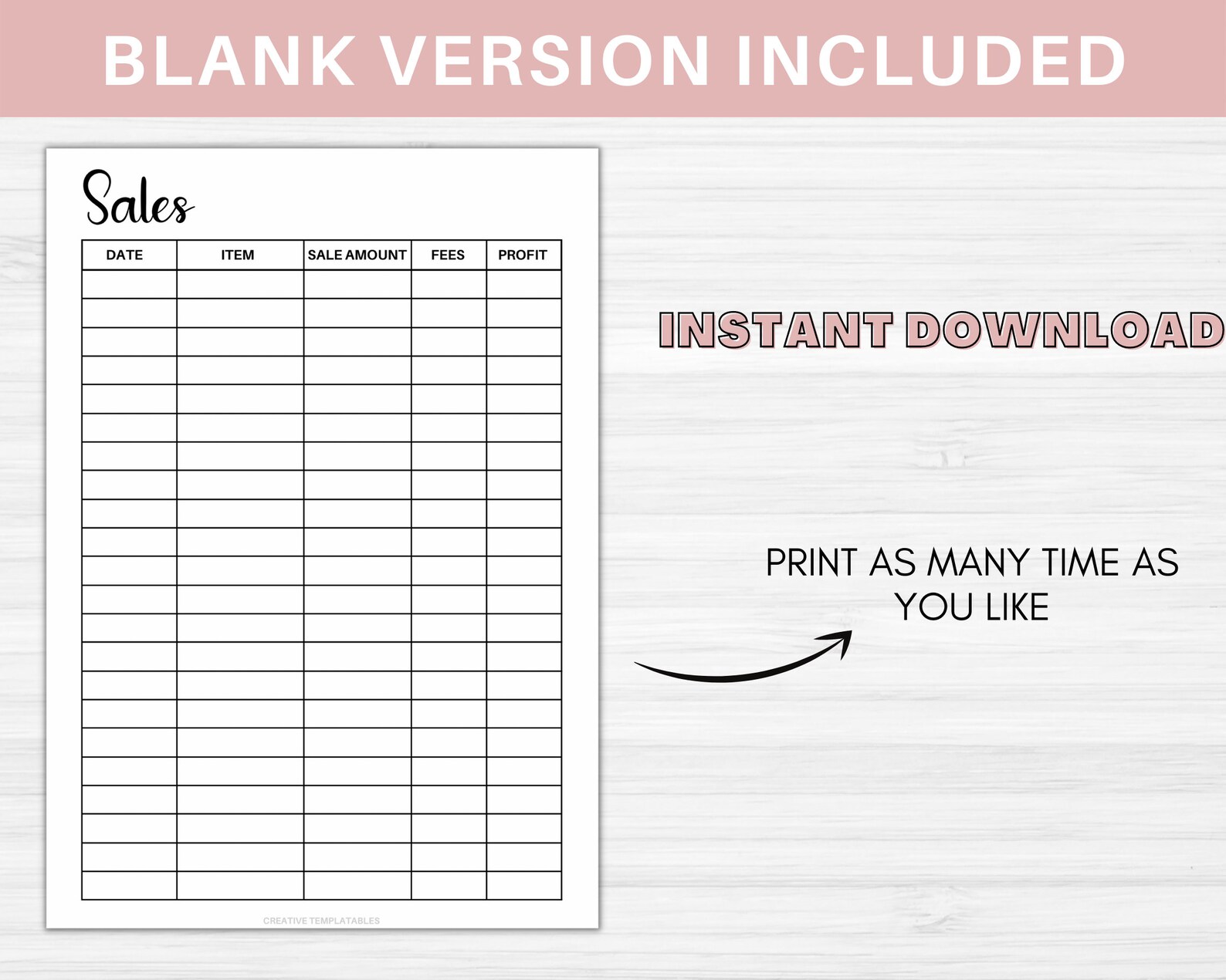 Sales Tracker | Printable Expense Tracker | Accounting Template ...