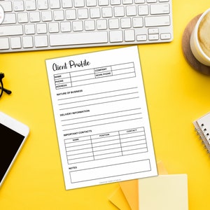 Client Profile Template | Printable Customer Profile Tracker | Client ...