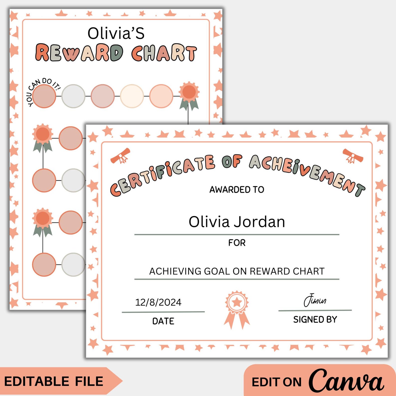Kids Reward Certificate and Chart Good Behavior Tracking Kids Behavior ...