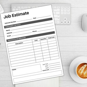 Job Estimate Template | Editable Job Proposal | Project Estimate ...