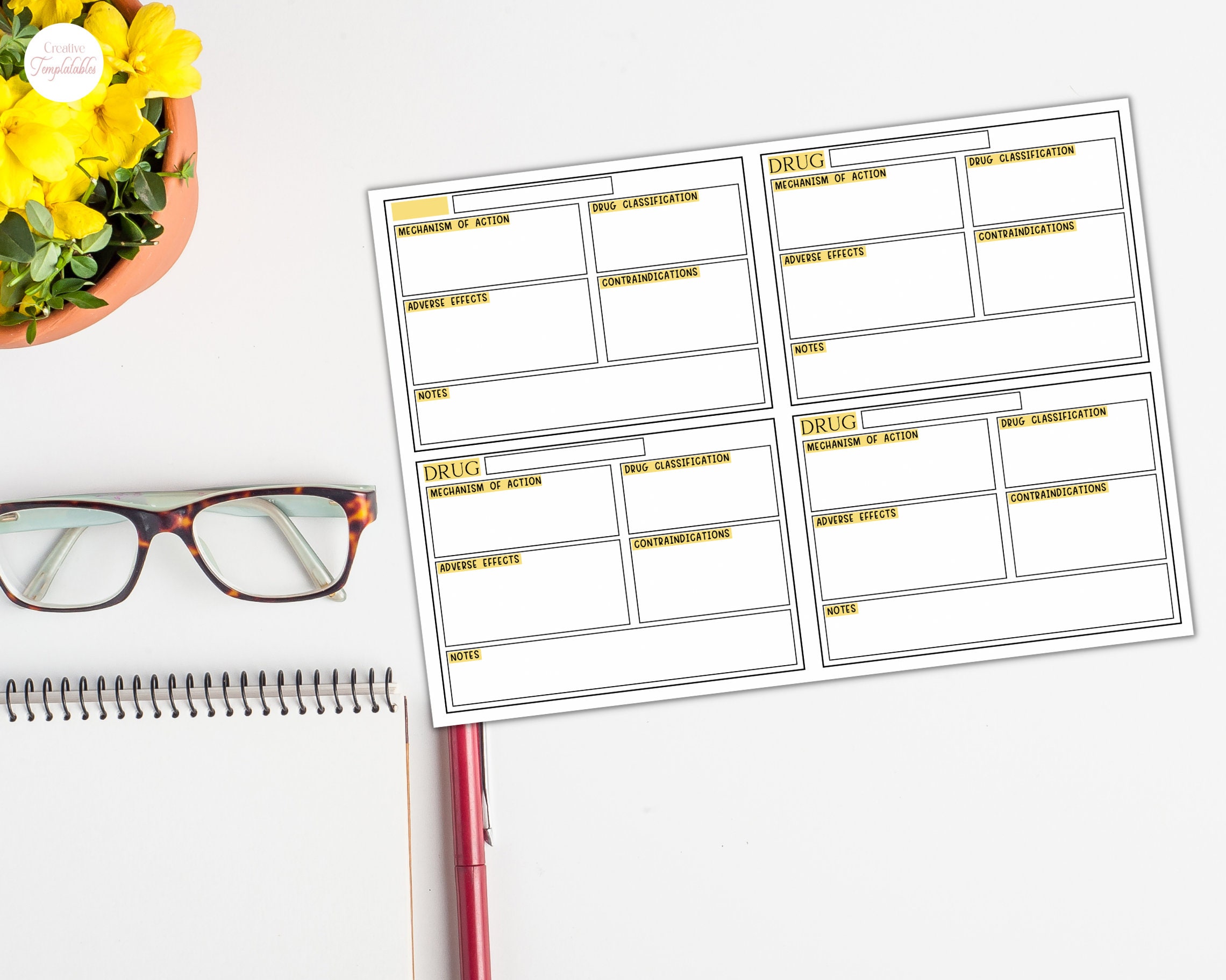 Drug Classification Template Printable Pharmacology Map Nursing Study ...