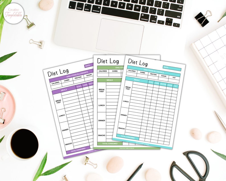 Diet Log | Printable Fitness Log | Fitness Tracker | Diet Tracker ...
