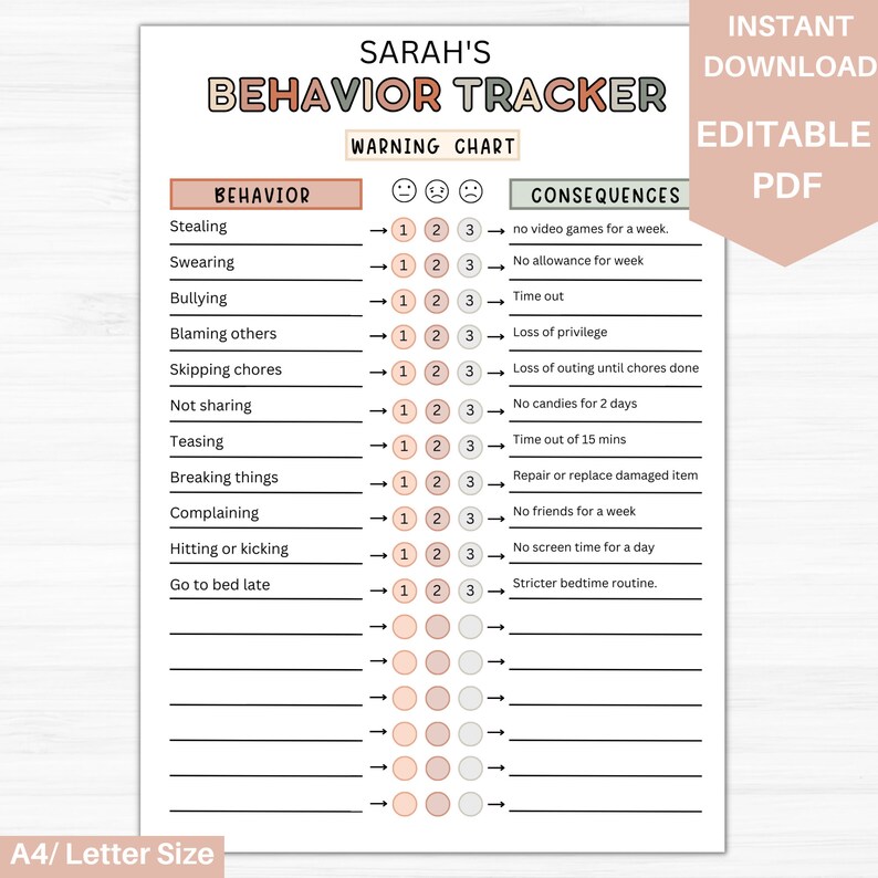 Behavior Reward Chart for Kids | Good Behavior Tracking | Children ...