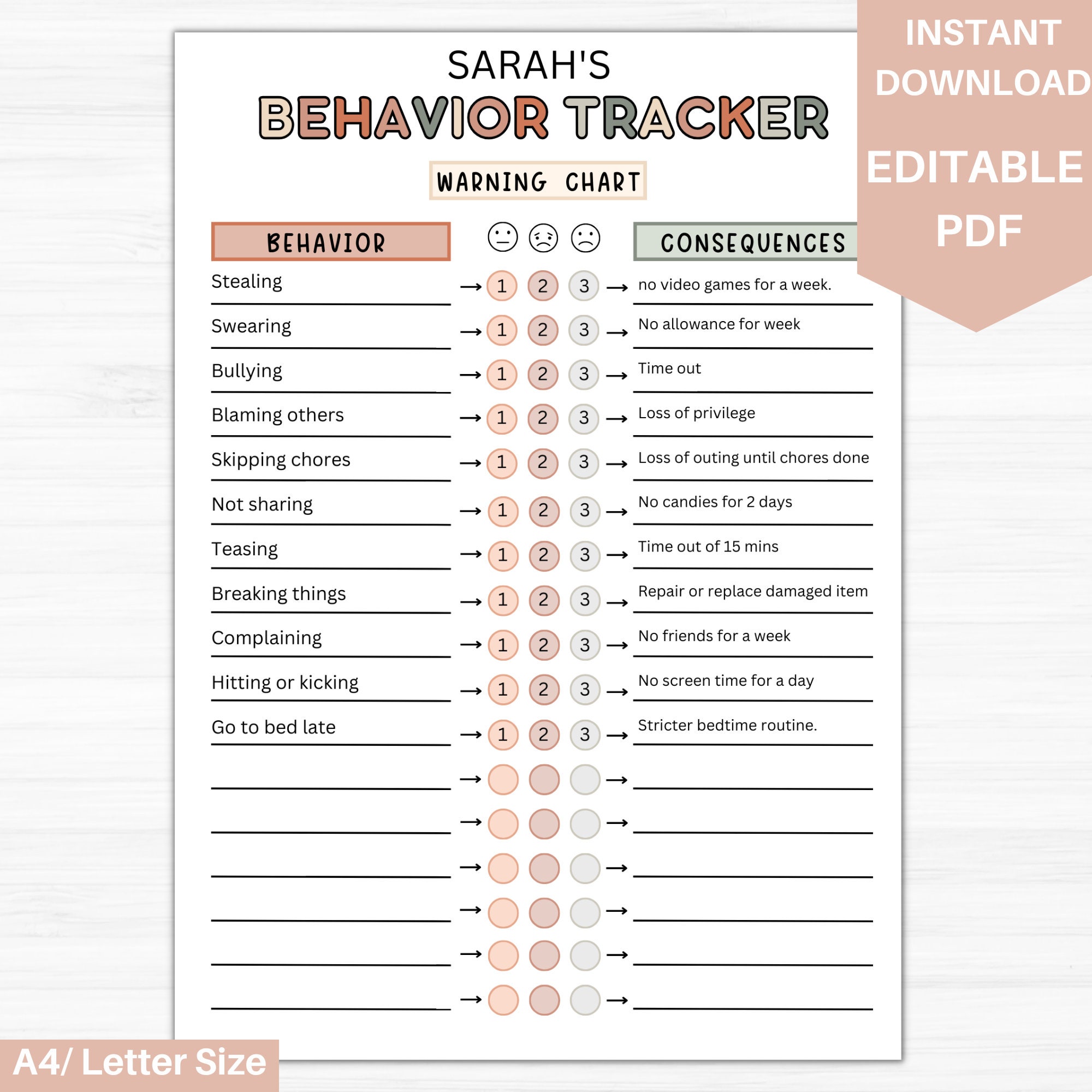 Behavior Reward Chart for Kids | Good Behavior Tracking | Children ...