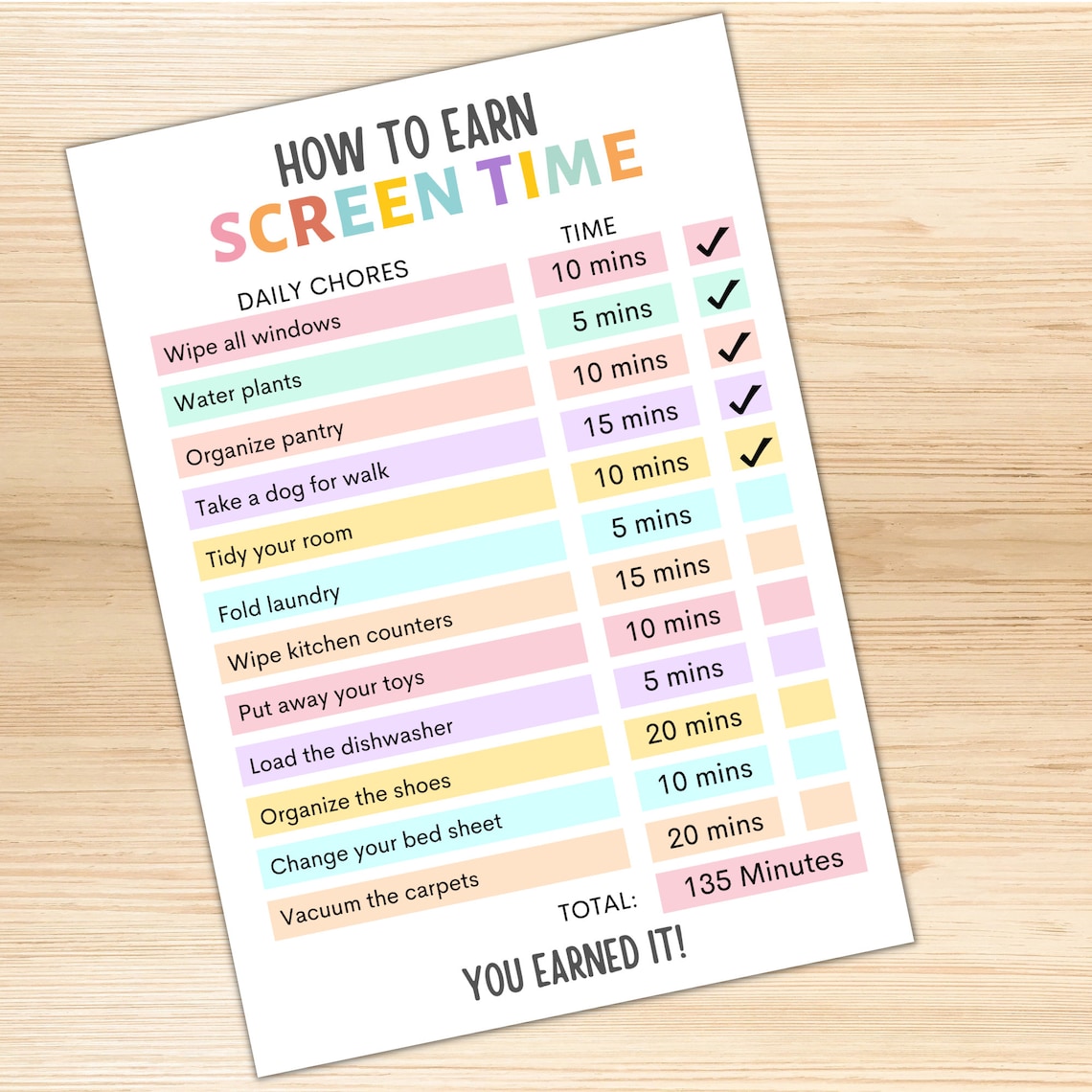 How to Earn Screen Time With Screen Bucks Editable Allowance - Etsy