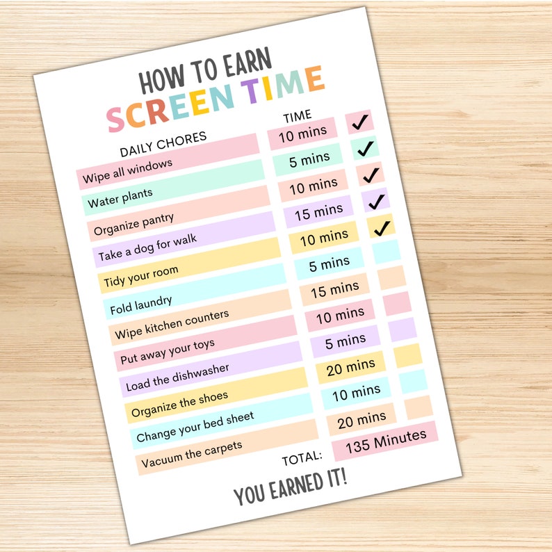 How to Earn Screen Time With Screen Bucks Editable Allowance - Etsy