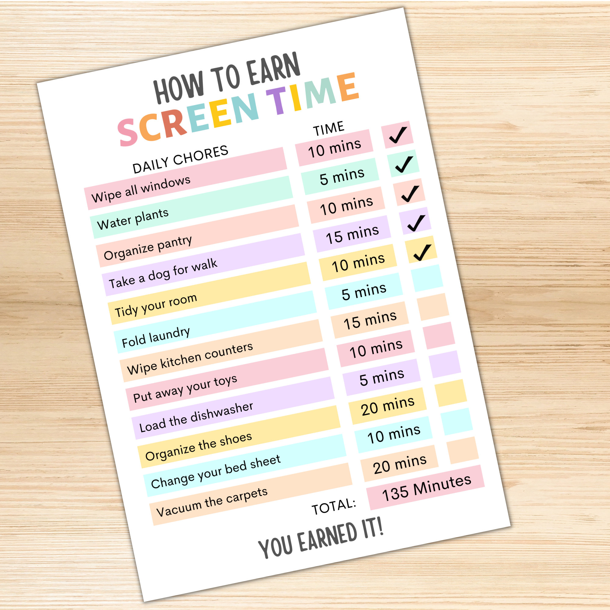 How to Earn Screen Time With Screen Bucks Editable Allowance - Etsy