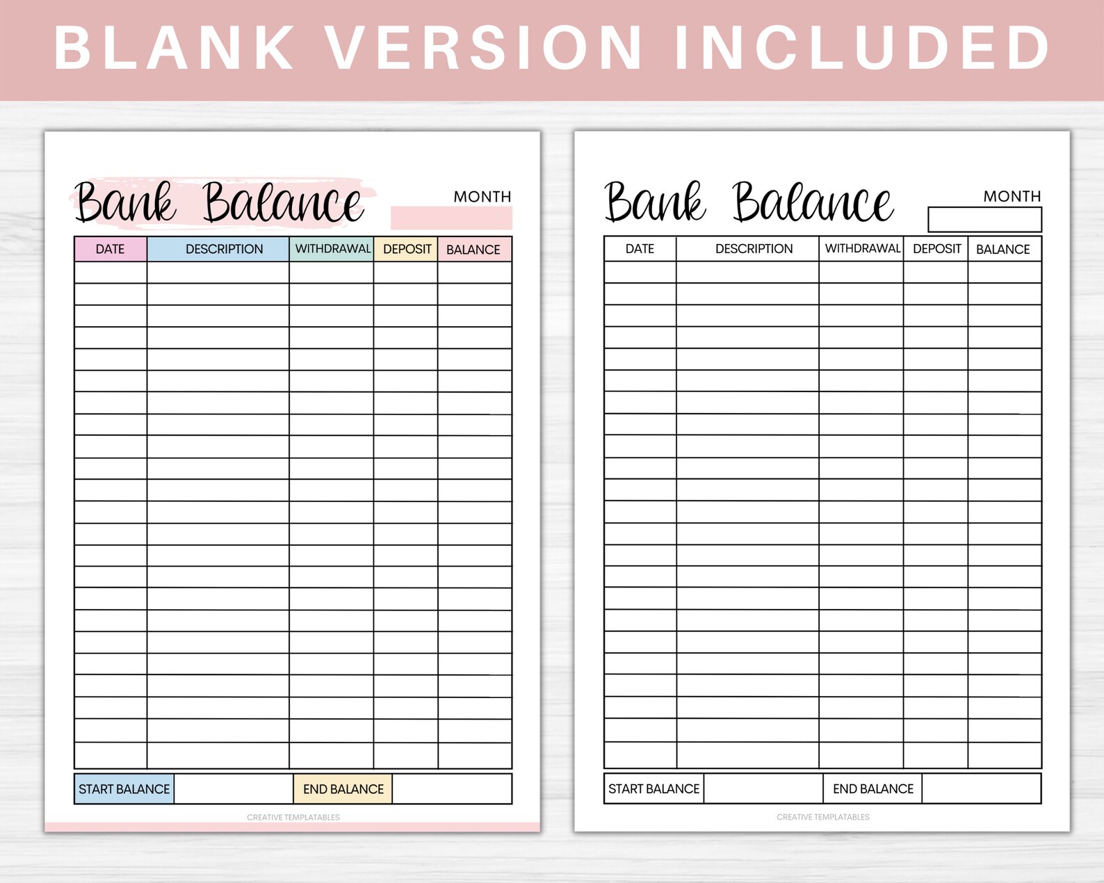 Bank Balance Tracker Finance Tracker Finance Log Saving Tracker Banking ...