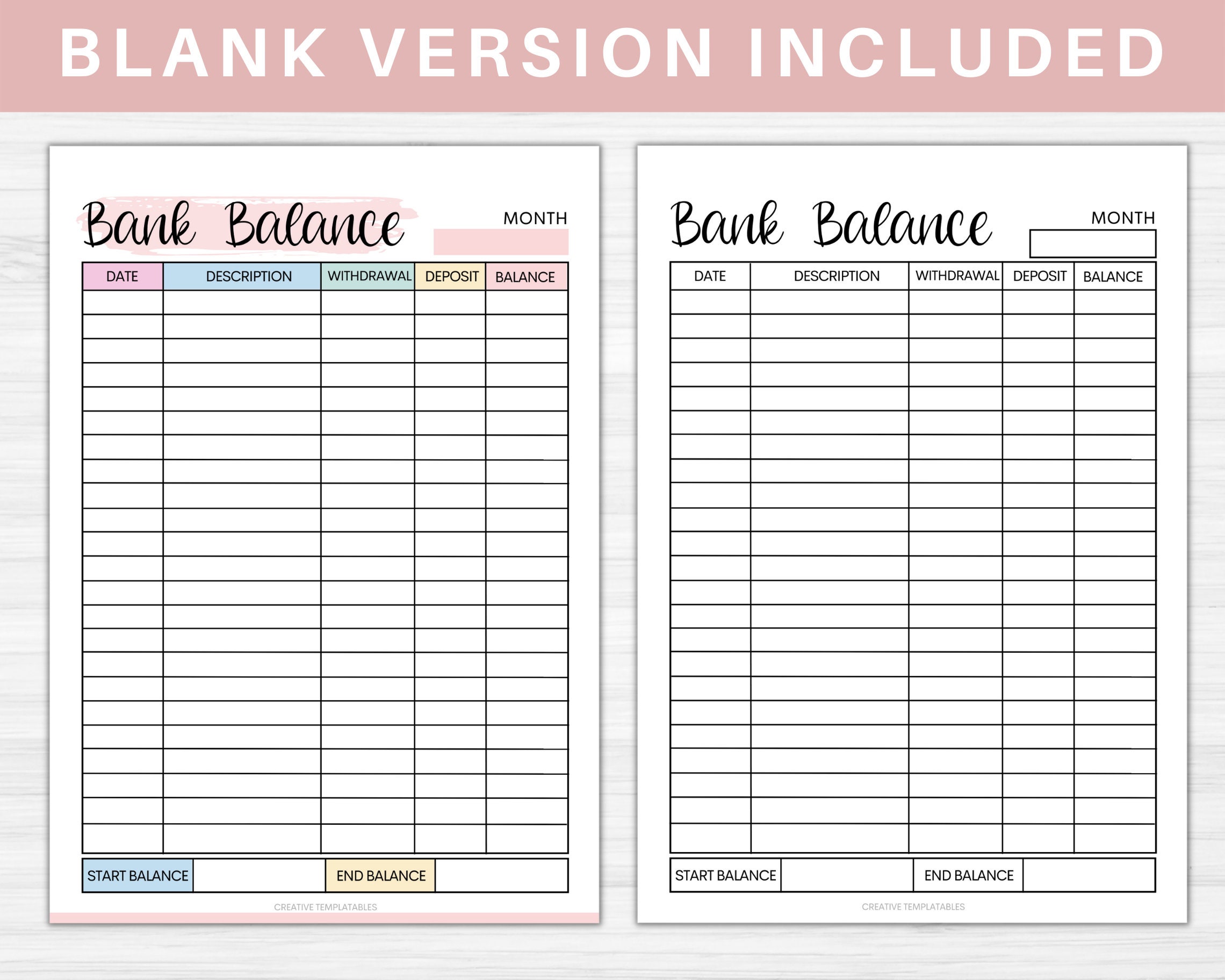 Bank Balance Tracker Finance Tracker Finance Log Saving Tracker Banking ...
