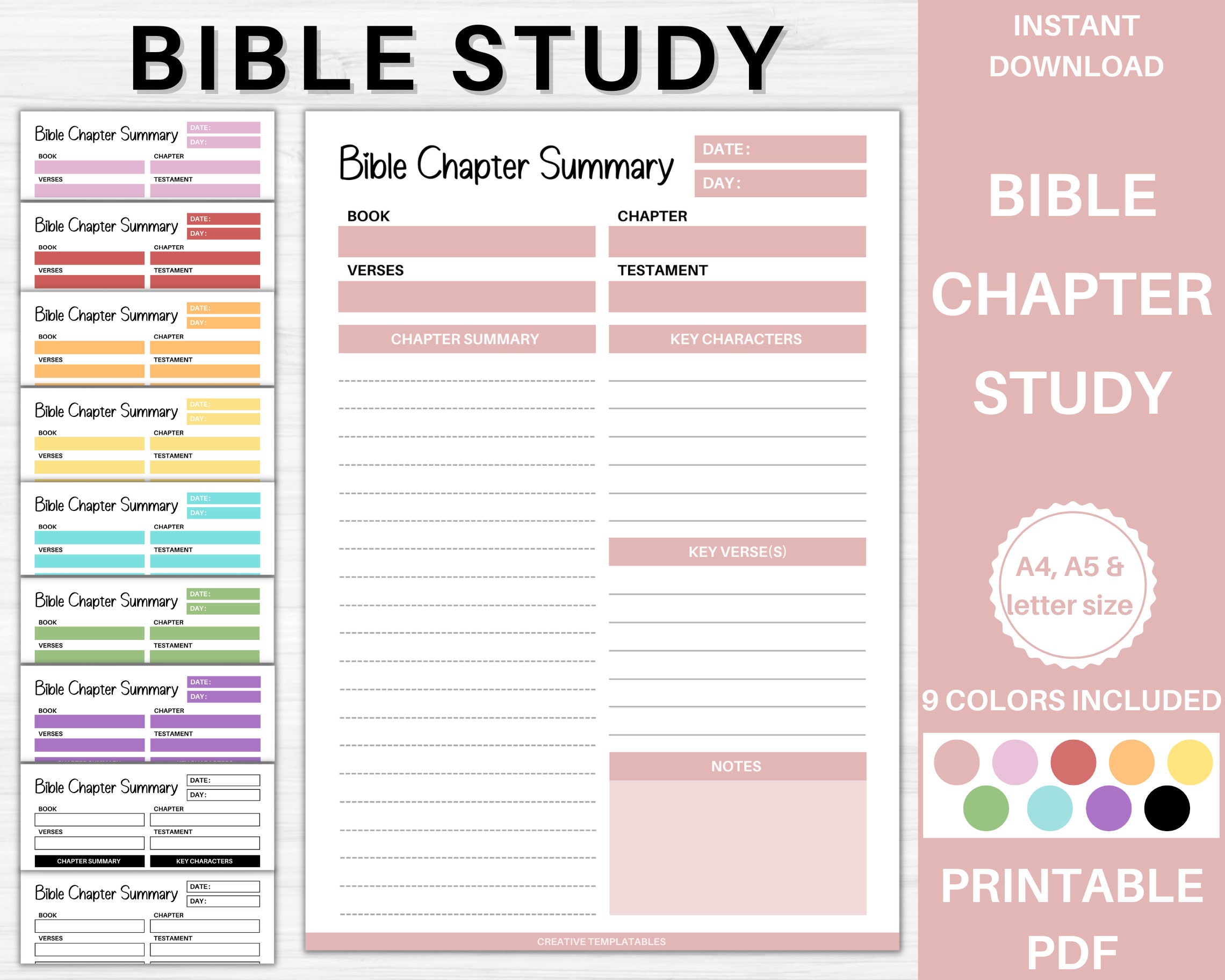 Bible Chapter Summary Printable Bible Study Planner Bible Reading and ...