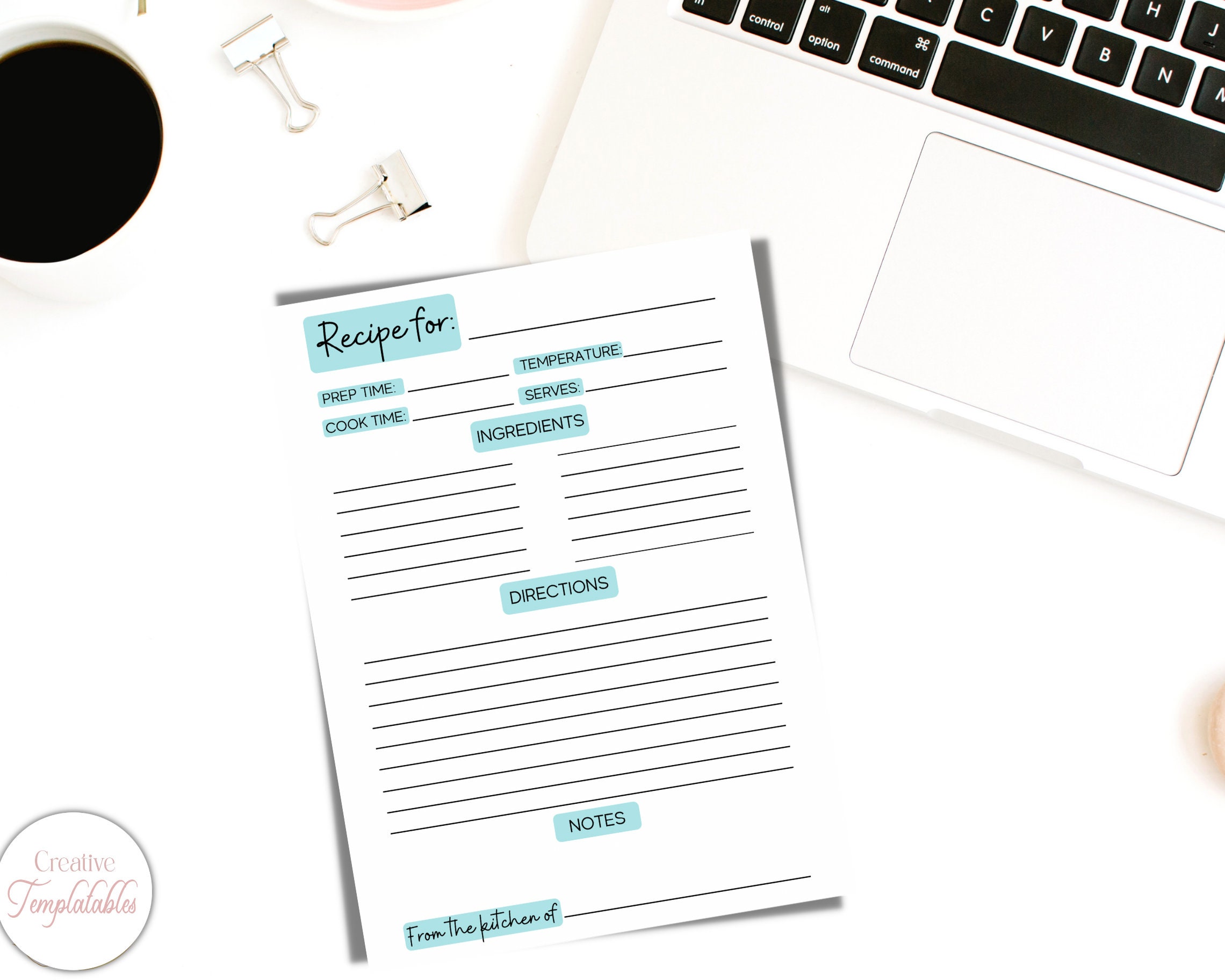 Recipe Template Editable Recipe Planner Recipe Organizer Meal Prep ...