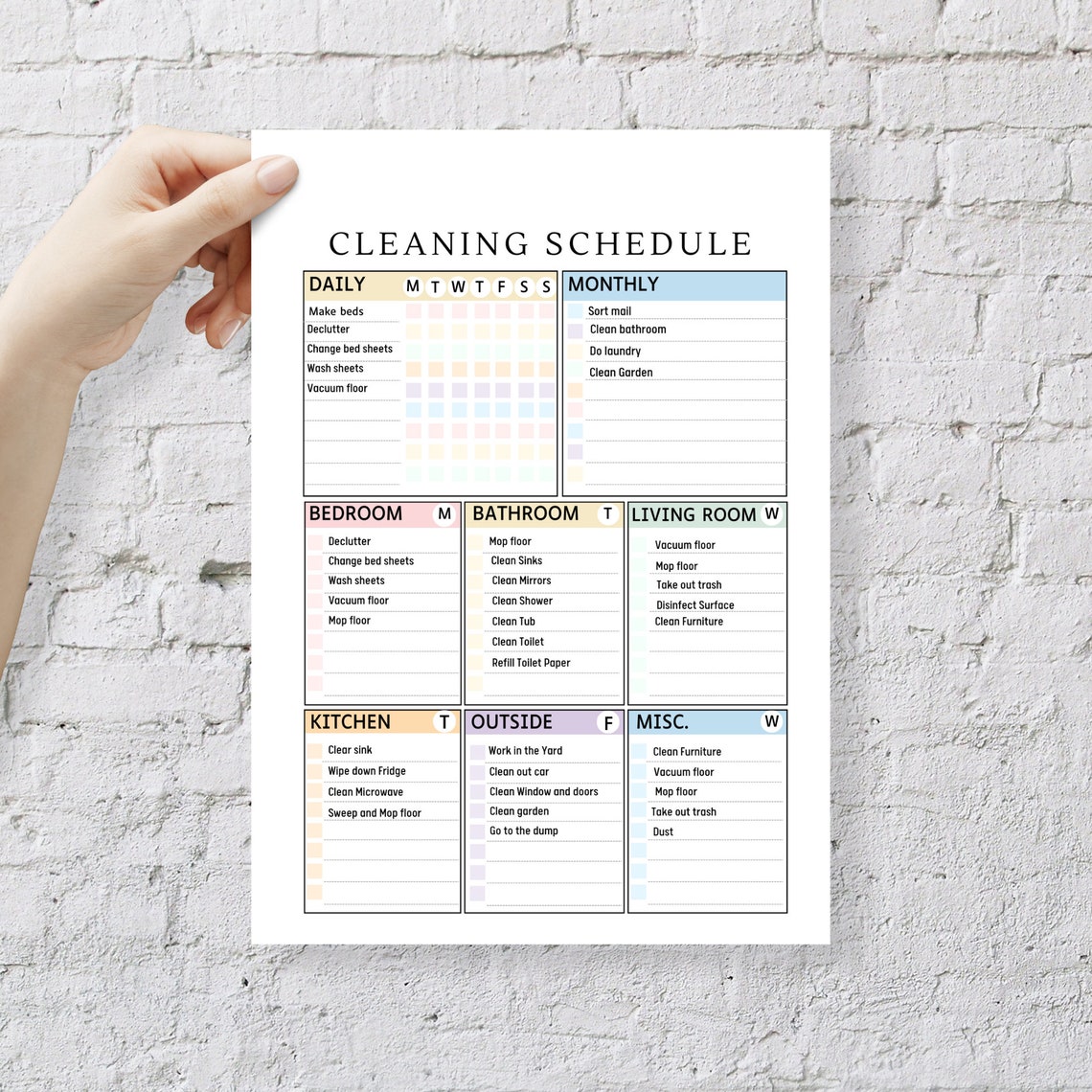 Cleaning Planner Kids Chore Chart Editable Cleaning - Etsy