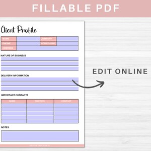 Client Profile Template | Editable Customer Profile Tracker | Client ...