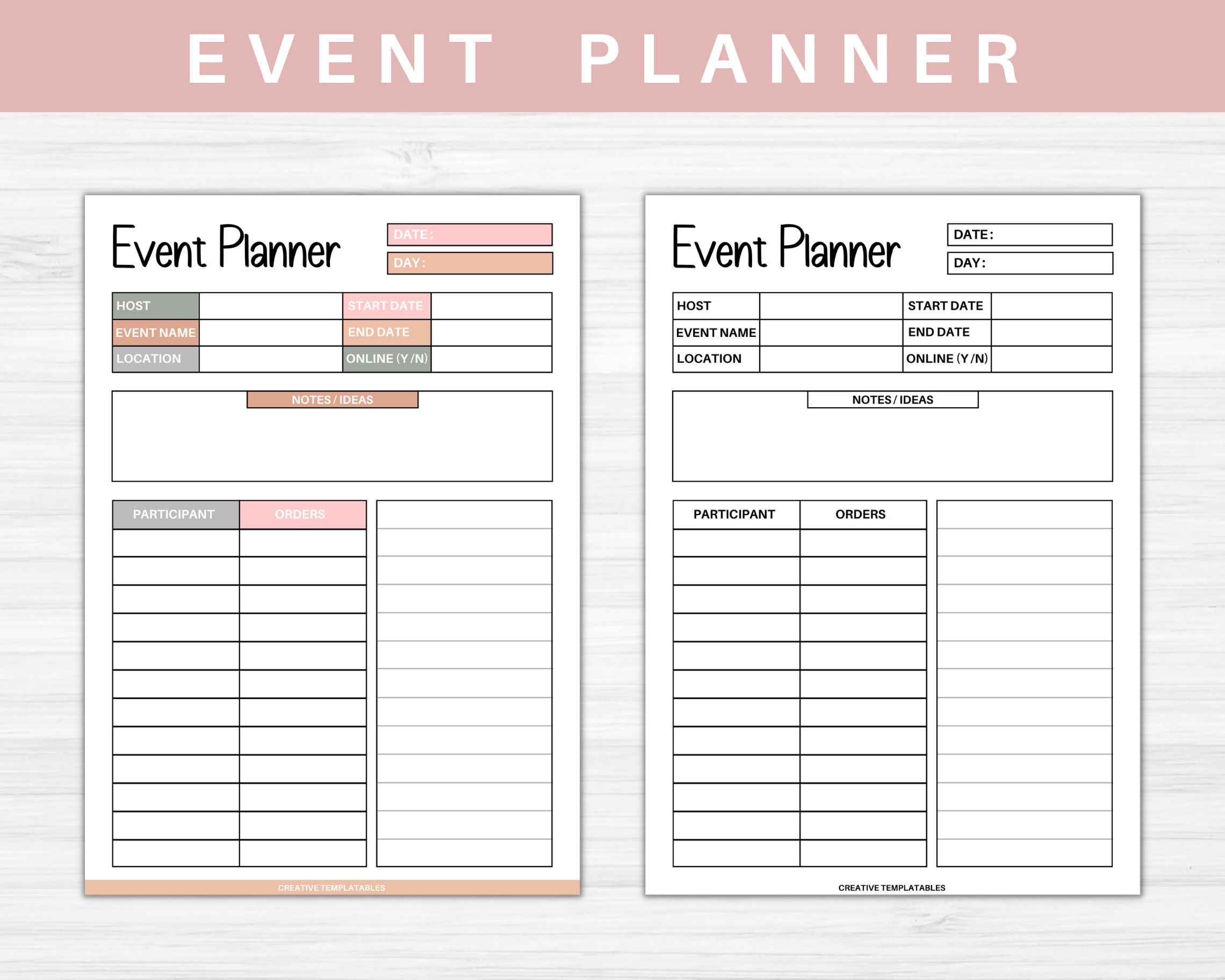 Event Planner Event Tracker Printable Event Planning Template Event Organizer Checklist Party ...