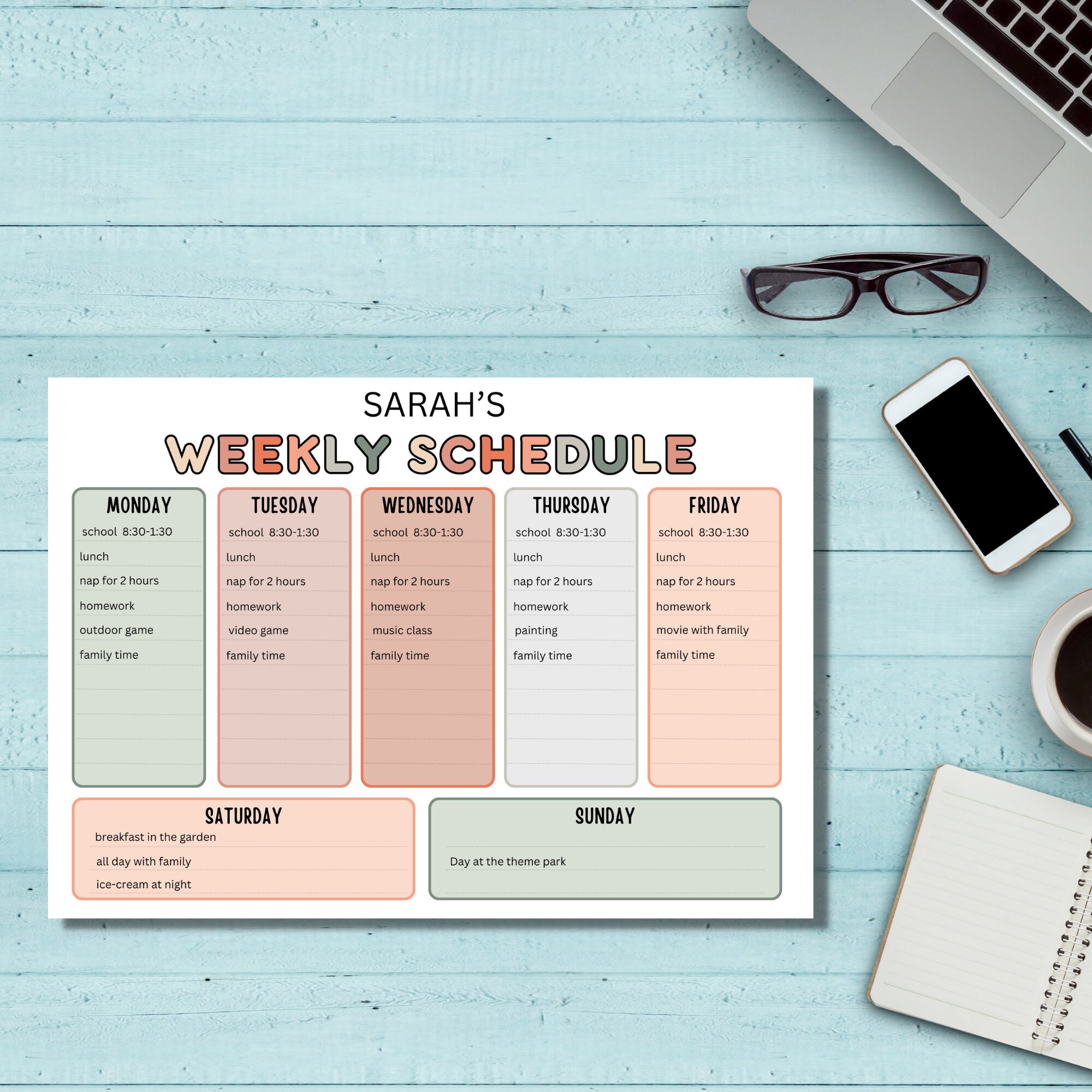 Weekly Schedule Kids Chore Chart Editable Weekly Checklist for Kids ...