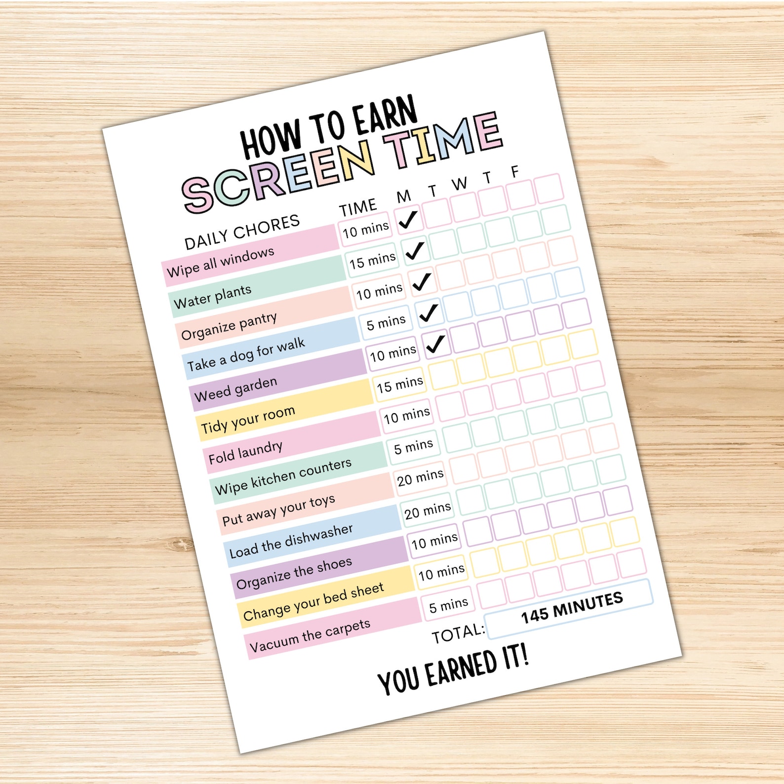 How to Earn Screen Time With Screen Bucks Editable Allowance Chore ...