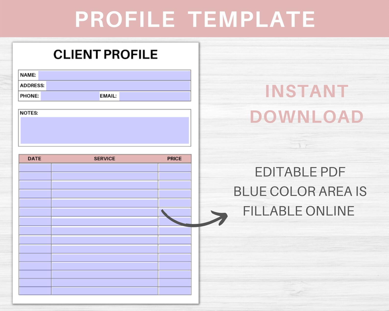Client Profile Template | Editable Customer Profile Tracker | Client ...