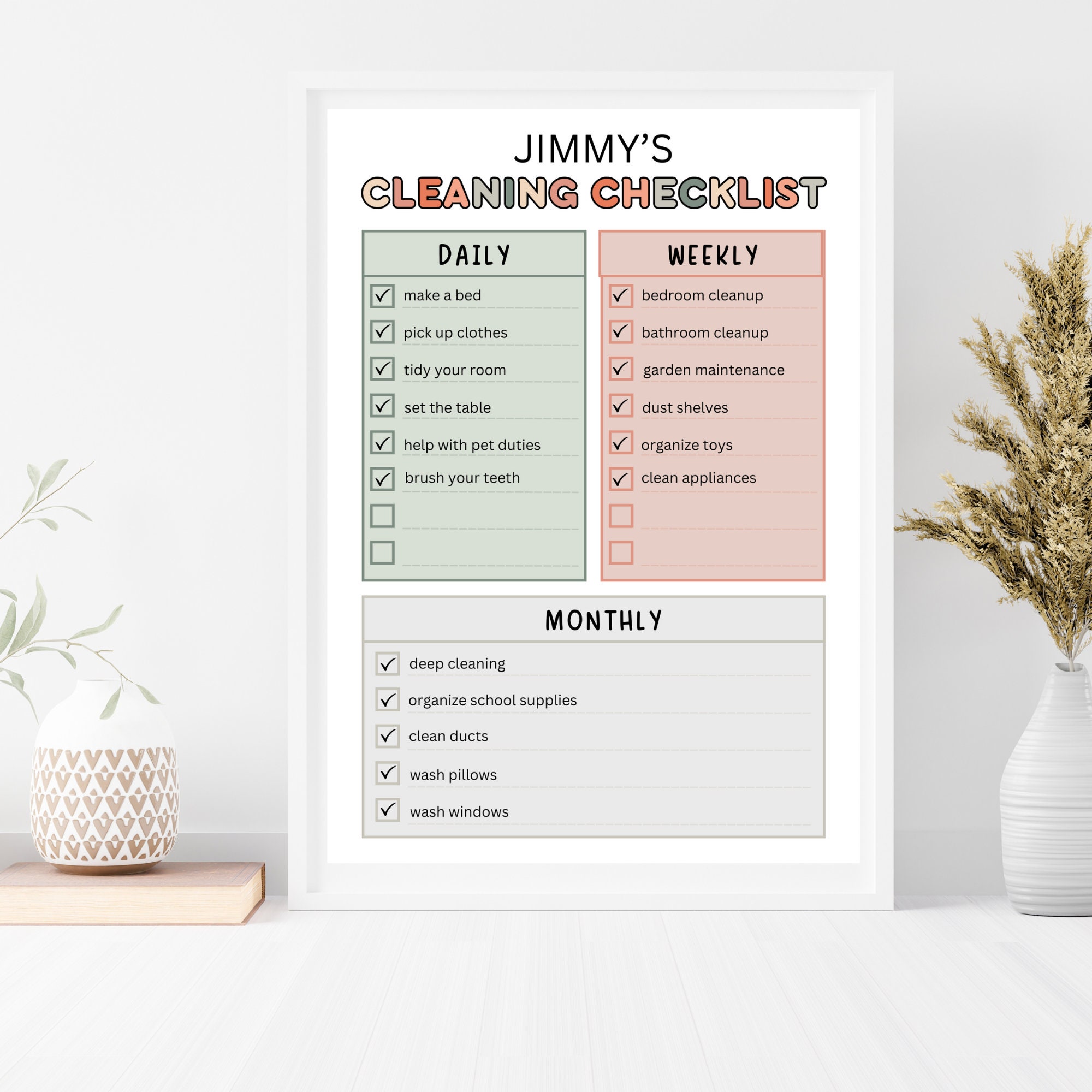 Cleaning Planner Kids Chore Chart Editable Cleaning - Etsy